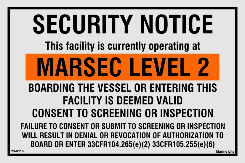 ISPS Code Signs :: Security Notice Marsec Level 2 23-0110(2) - Products ...